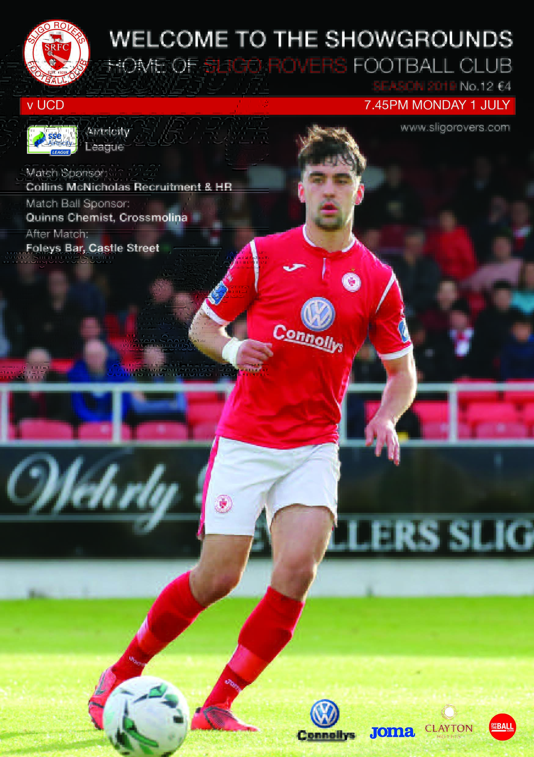 Match programme vs UCD – Sligo Rovers